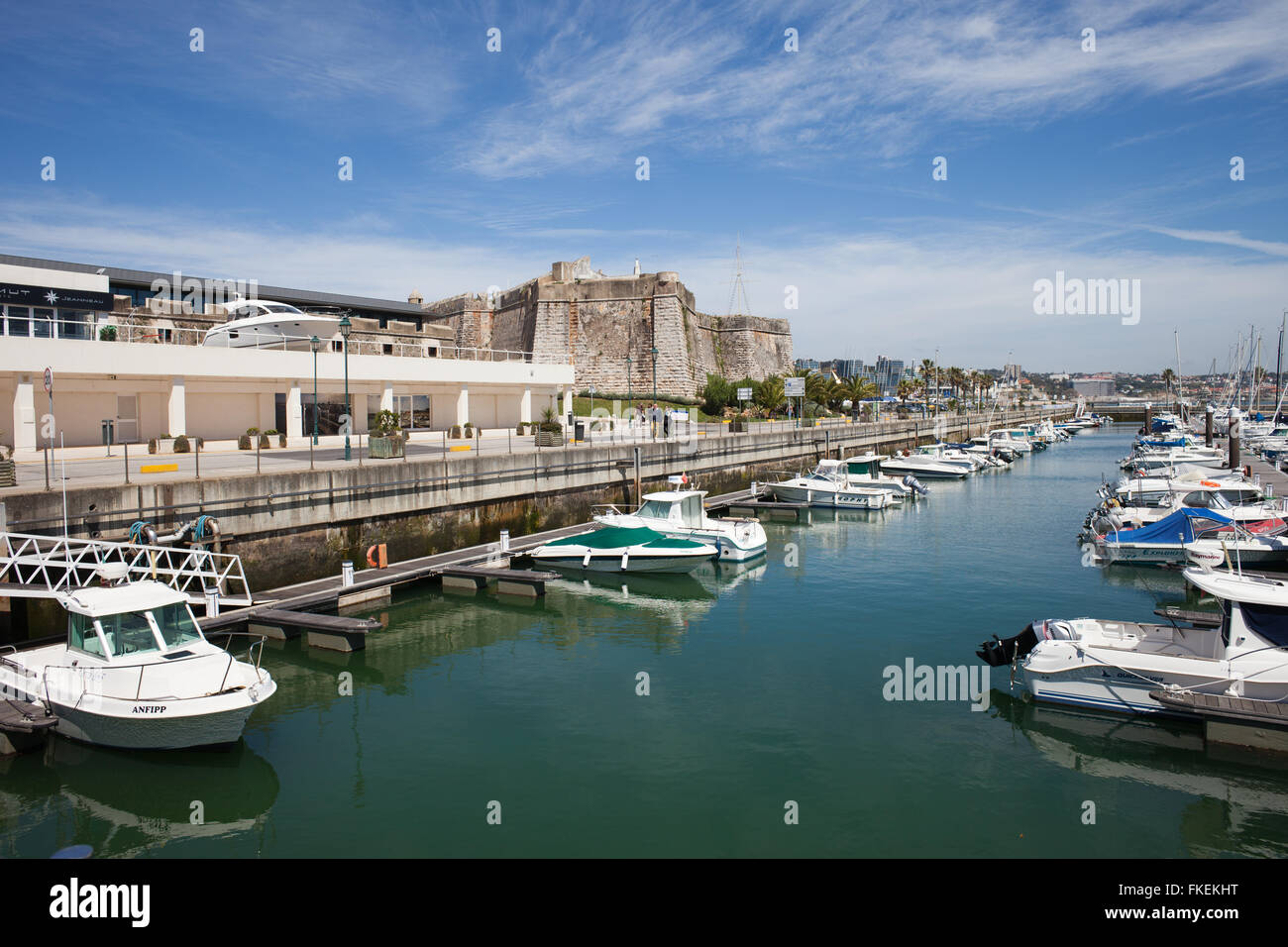 Portugal, Cascais marina, yachts, boats, motorboats docked in resort ...