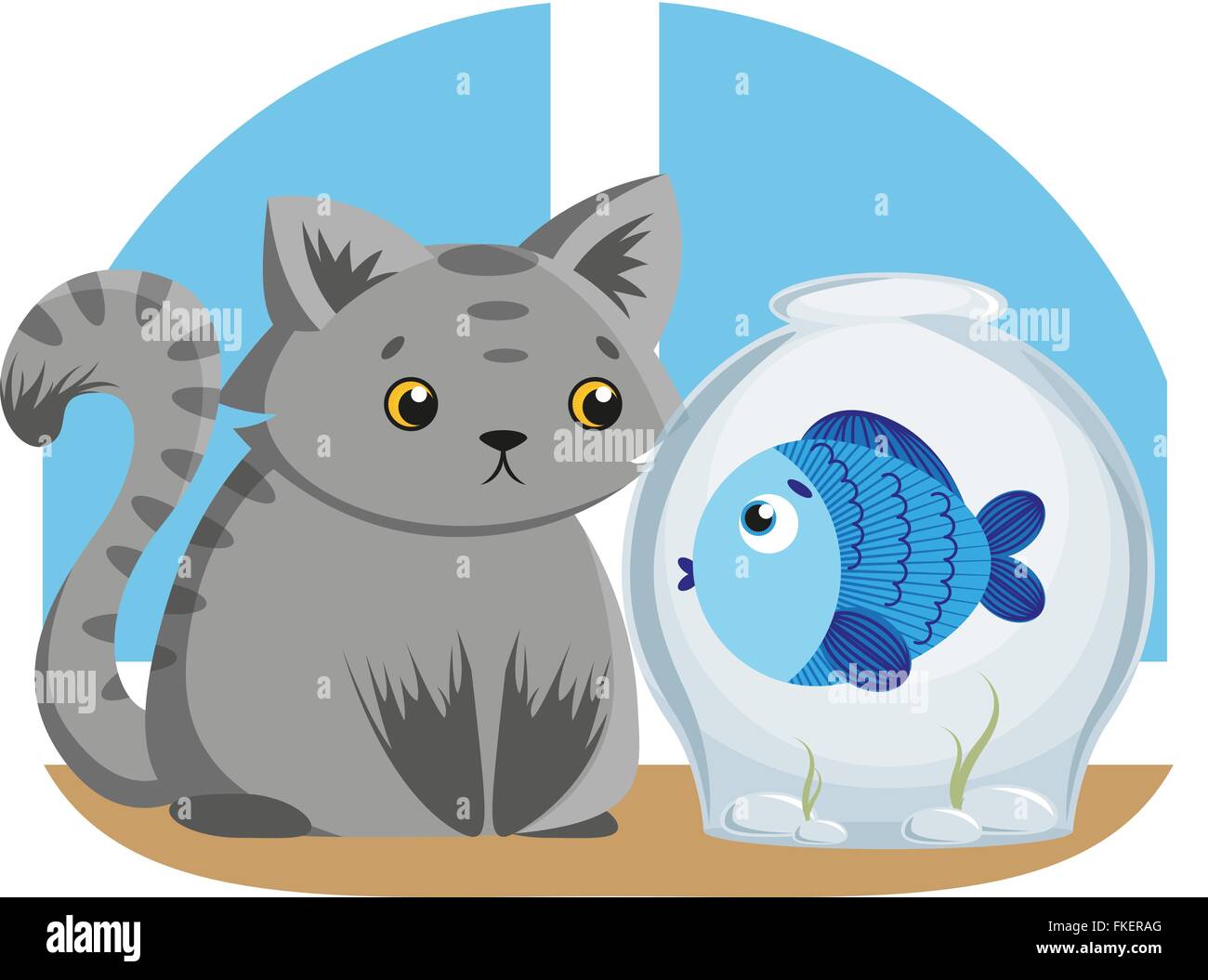 Animal cat fish bowl cartoon Stock Vector Images - Alamy