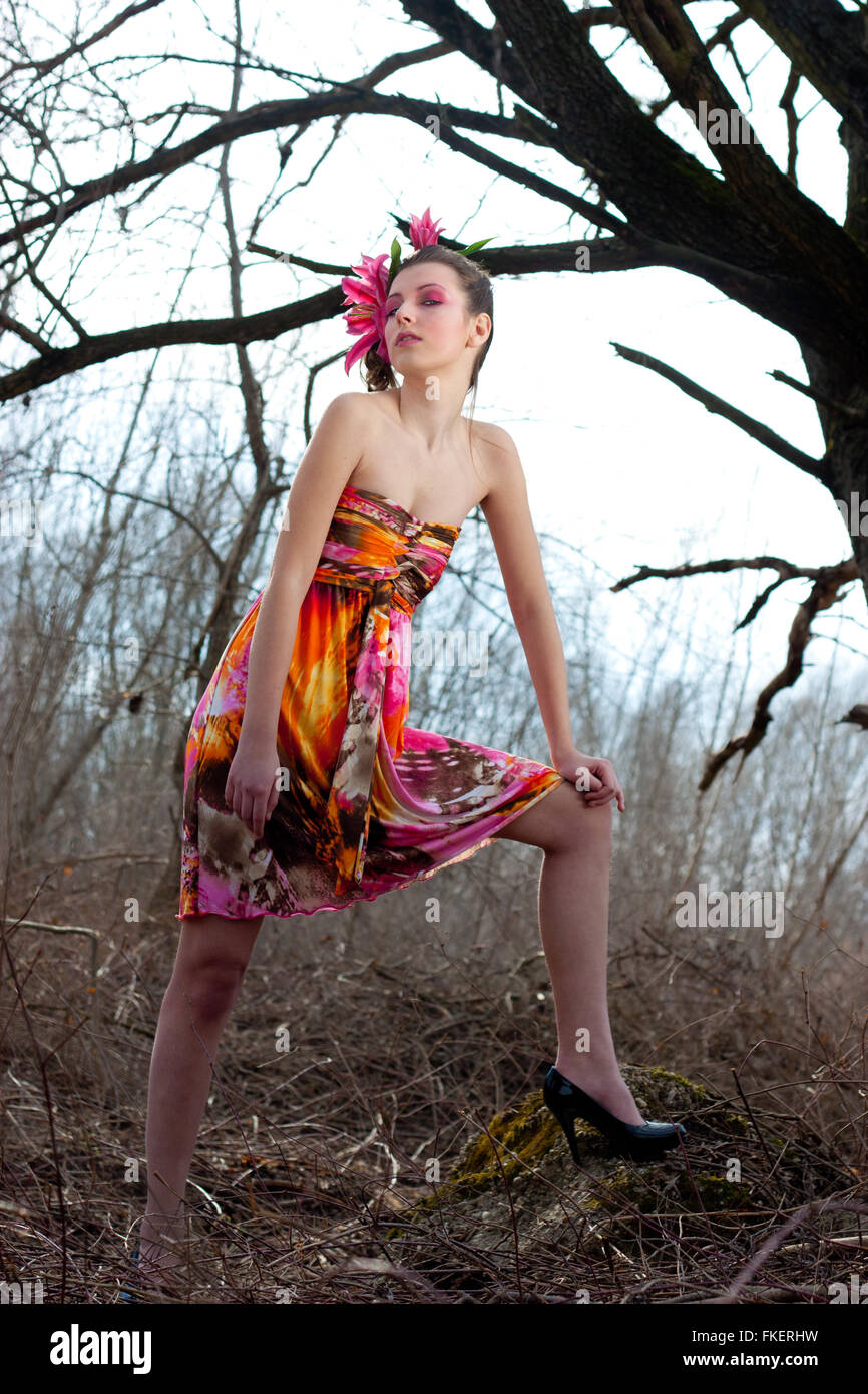 Beautiful girl posing in the nature Stock Photo - Alamy