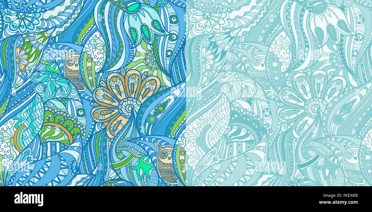 Blue Patterns with Owls in the Forest Stock Vector Image & Art - Alamy