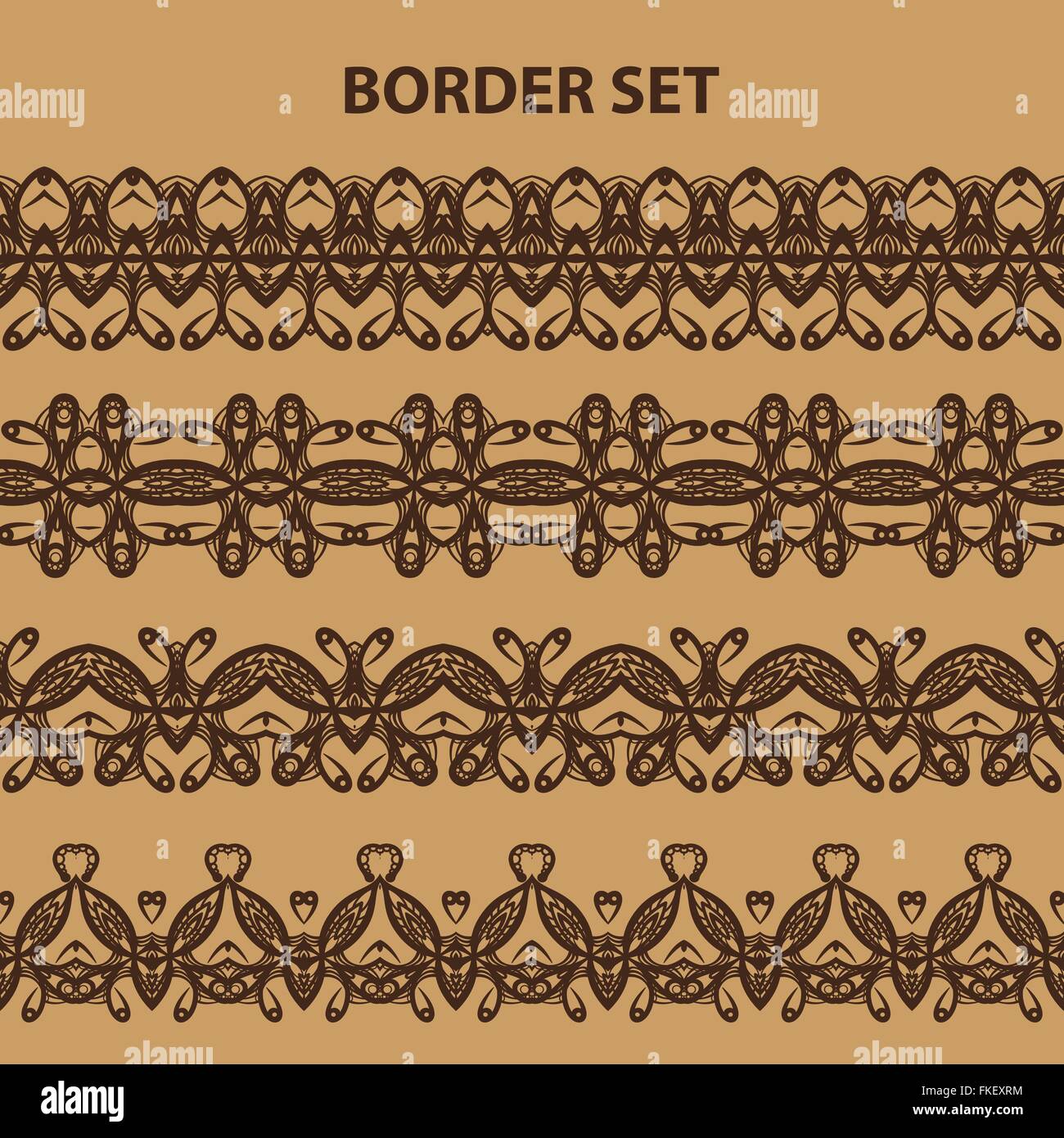 Brown Border Pattern Set Stock Vector Image & Art - Alamy