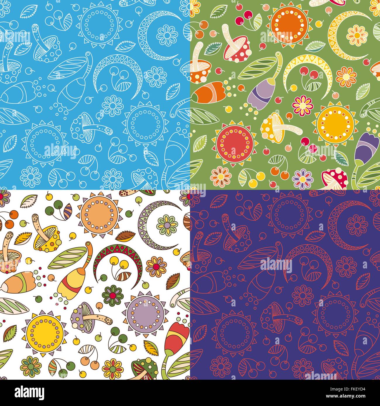Colorful cheerful pattern with mushrooms Stock Vector Image & Art - Alamy