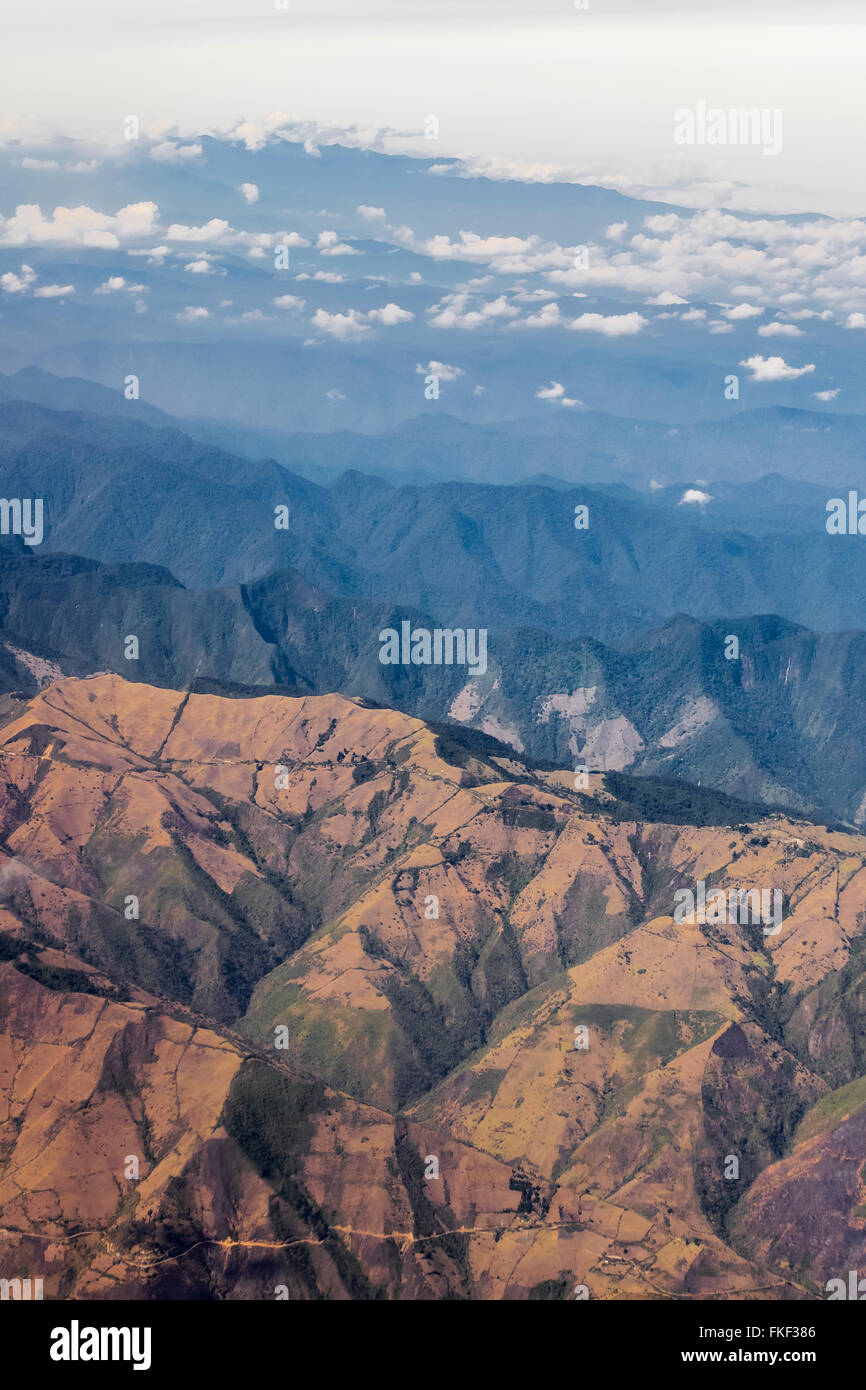 Aerial view from window plane of Andes mountains Stock Photo - Alamy