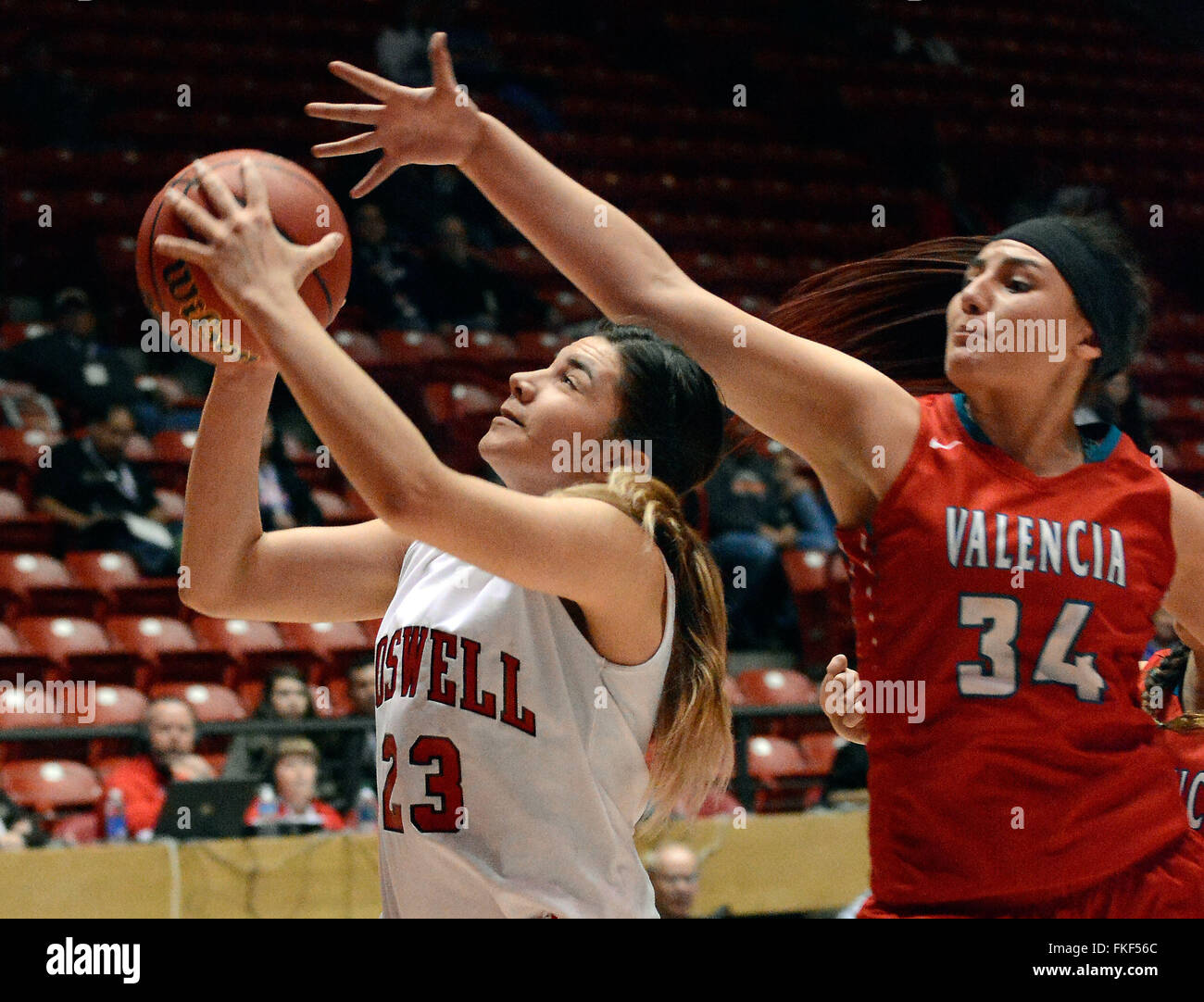 Albuquerque, NM, USA. 8th Mar, 2016. Valencia's #34 Raeanne Herrera ...