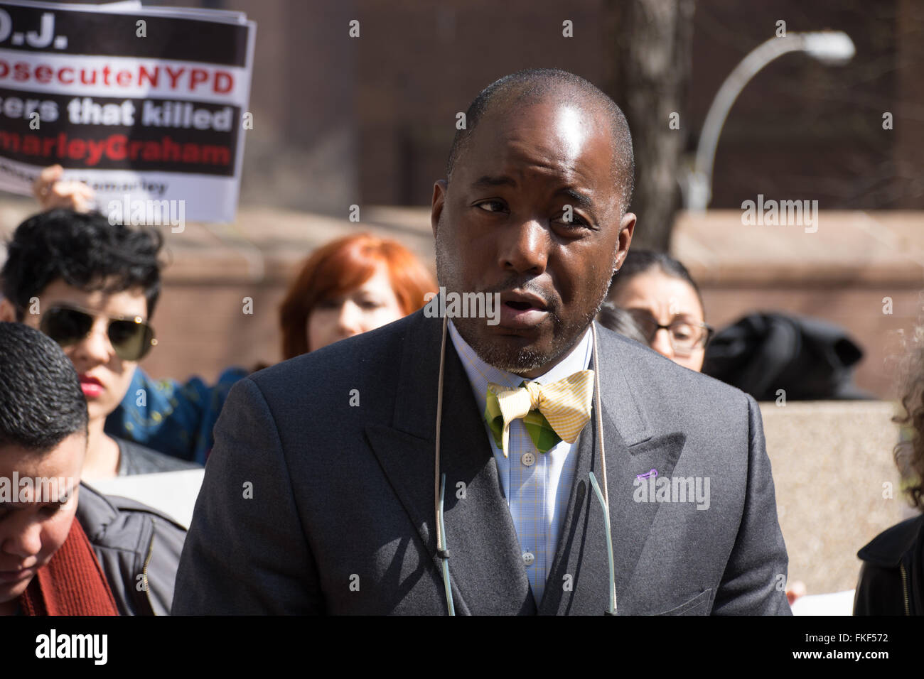 8th March 2016. New York, NY. Royce Russell, attorney for the family of ...
