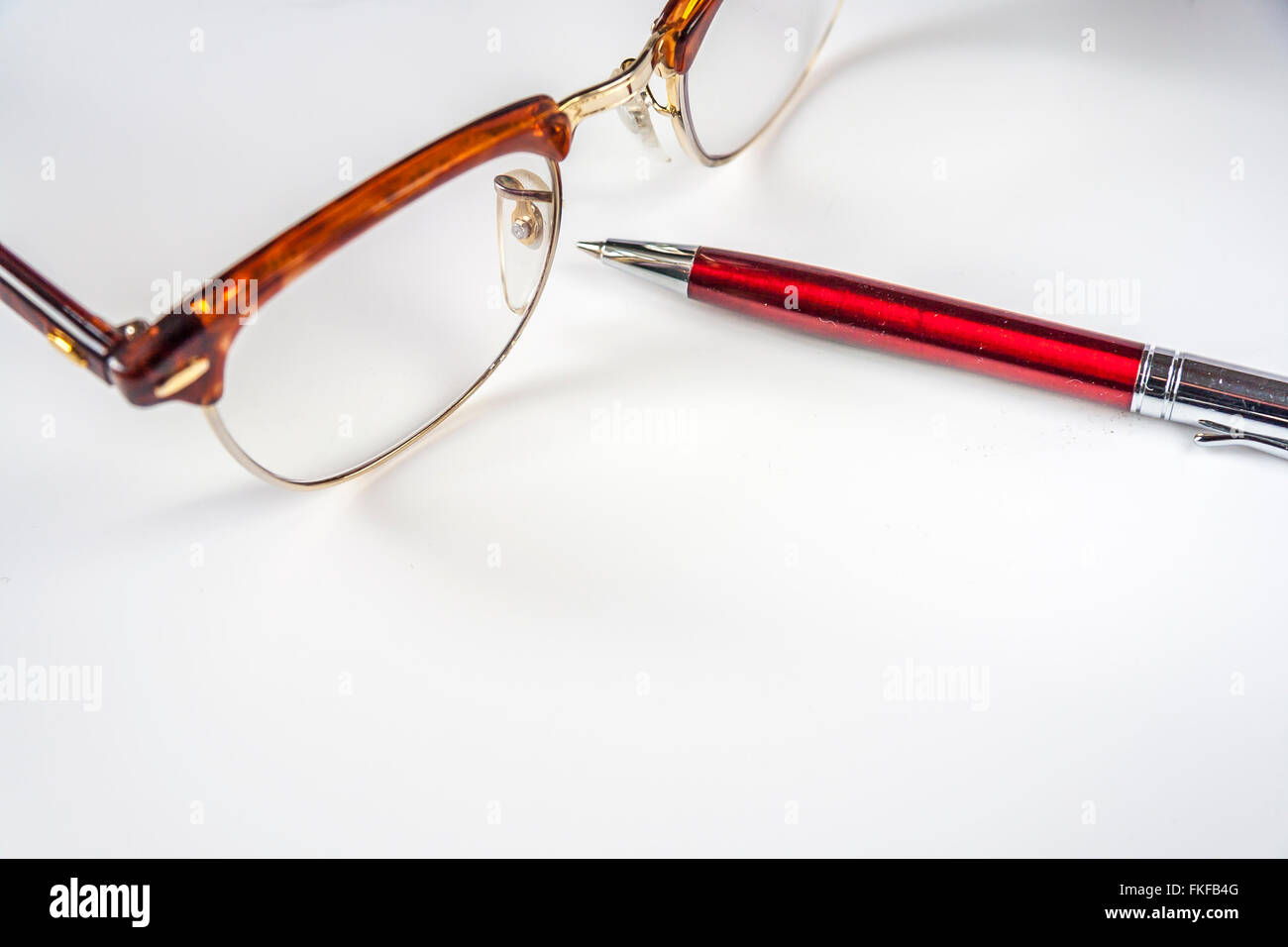 Glasses And Pen Stock Photo - Alamy