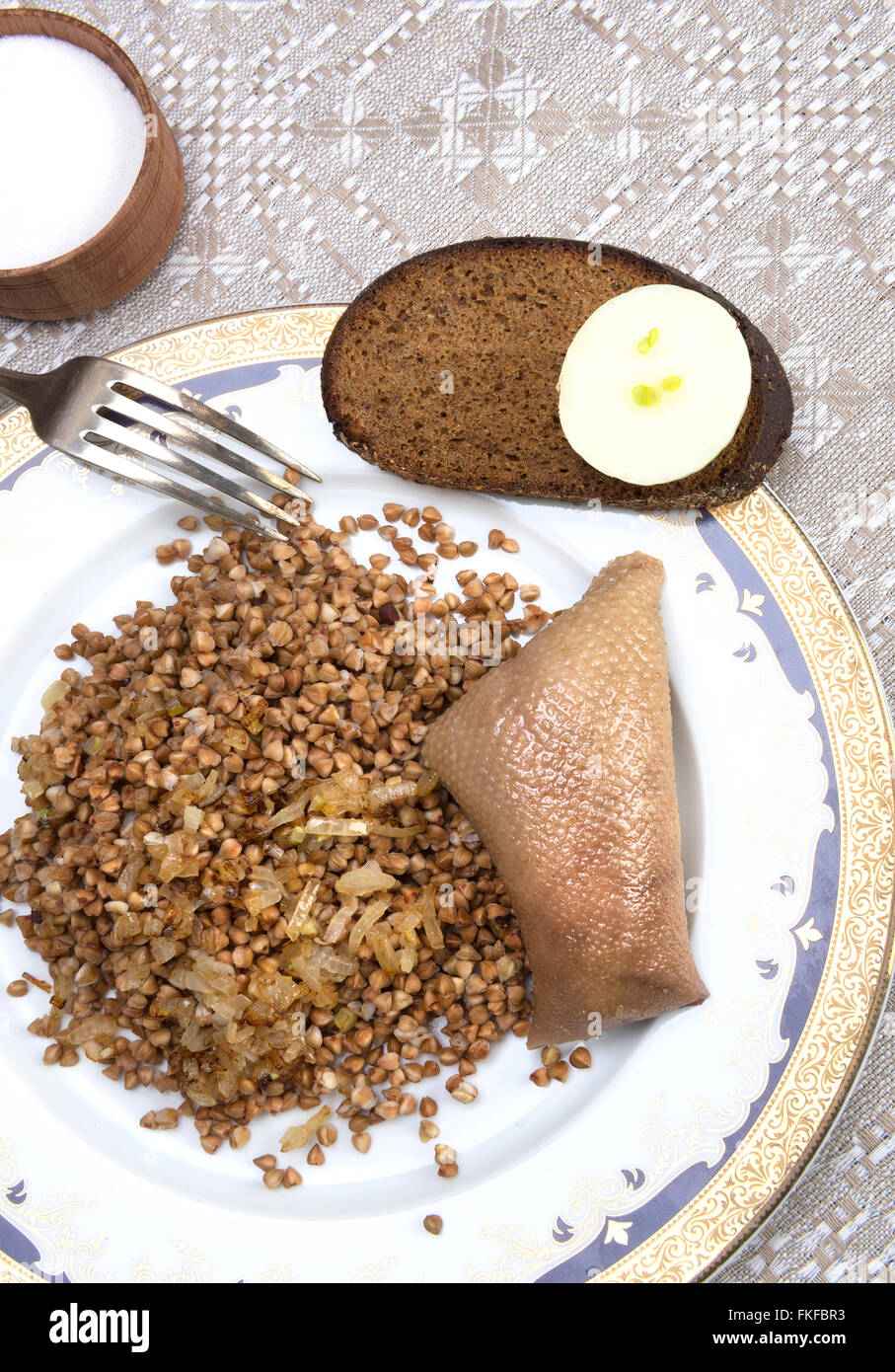 Skin of chicken neck or gooseneck, filled with chicken liver, onion ...