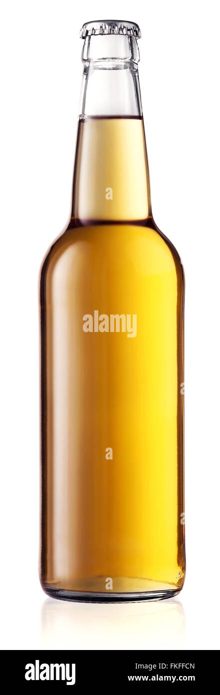 Transparent bottle of light beer isolated on white background Stock ...