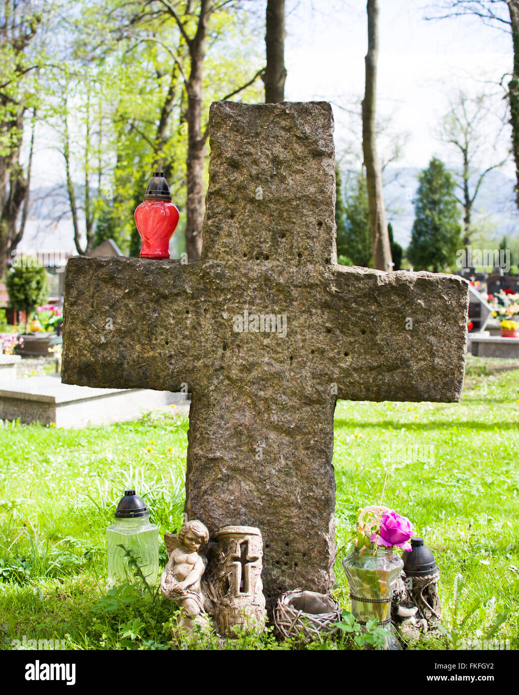 old tombstones in an old cemetery Stock Photo - Alamy