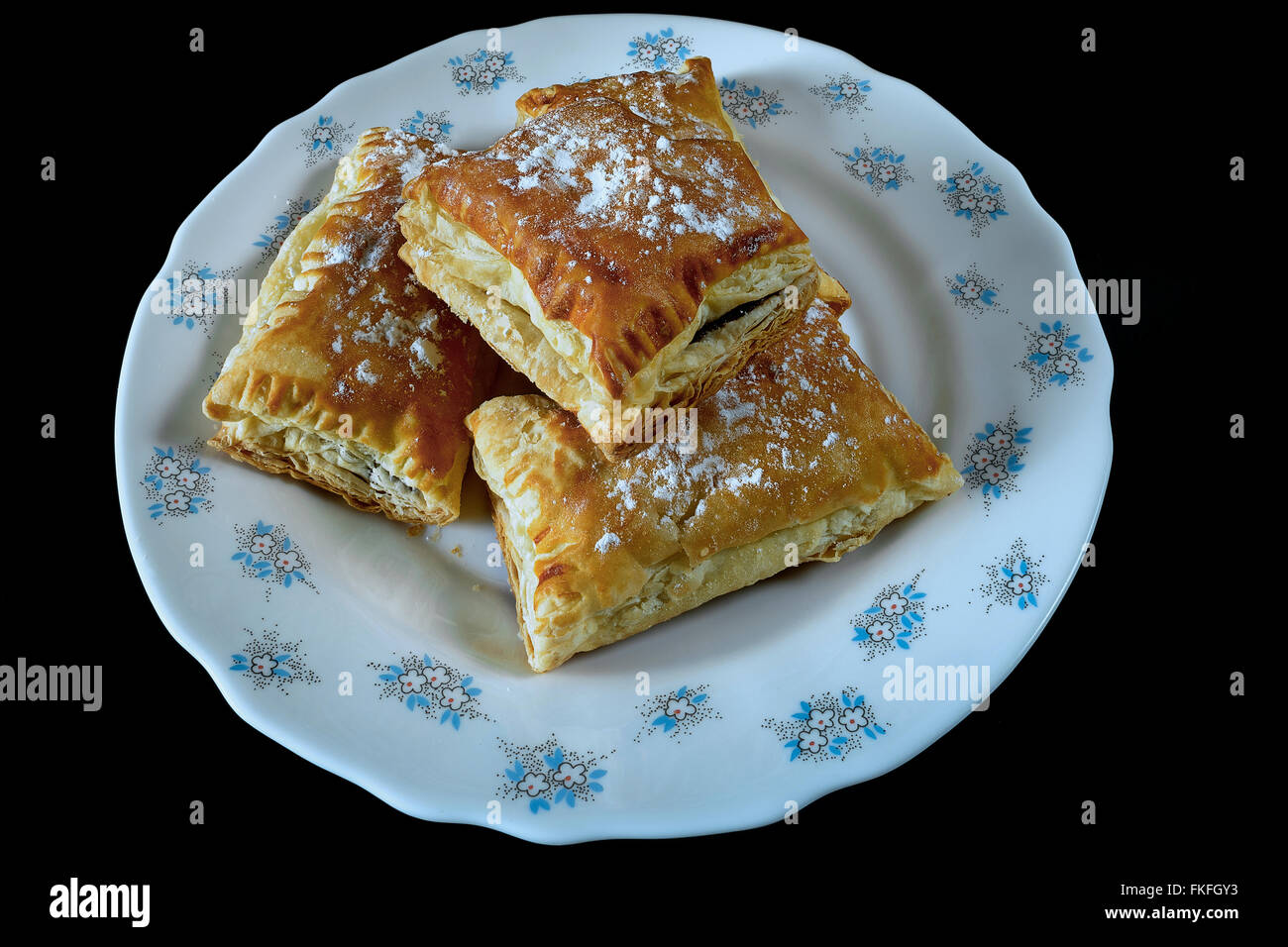 Puff pastry homemade chocolate in a plate Stock Photo - Alamy