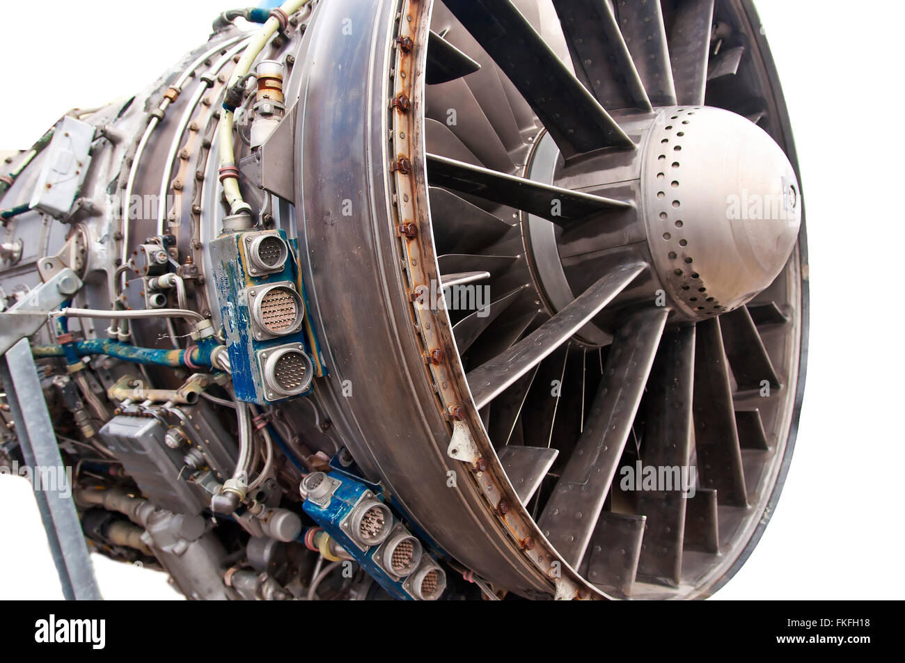 View of a jet aircraft engine on white background Stock Photo - Alamy