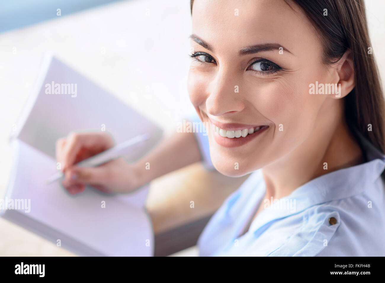 Pleasant woman expressing positivity Stock Photo - Alamy