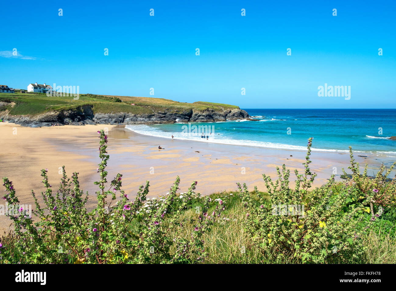 Treyarnon bay beach cornwall england hi-res stock photography and ...
