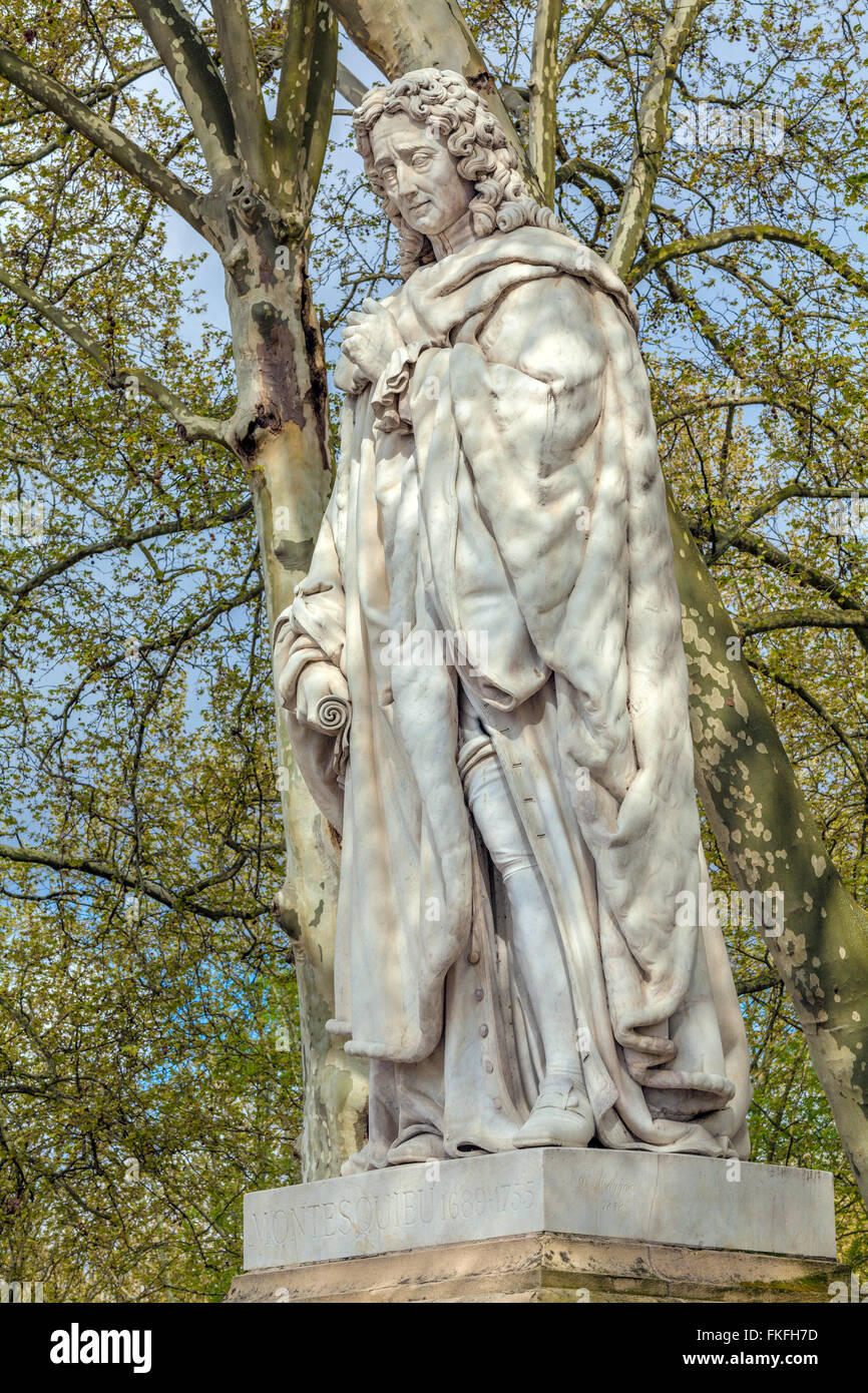 Statue of Montesquieu on Place des Quinconces, Bordeaux, France Stock ...