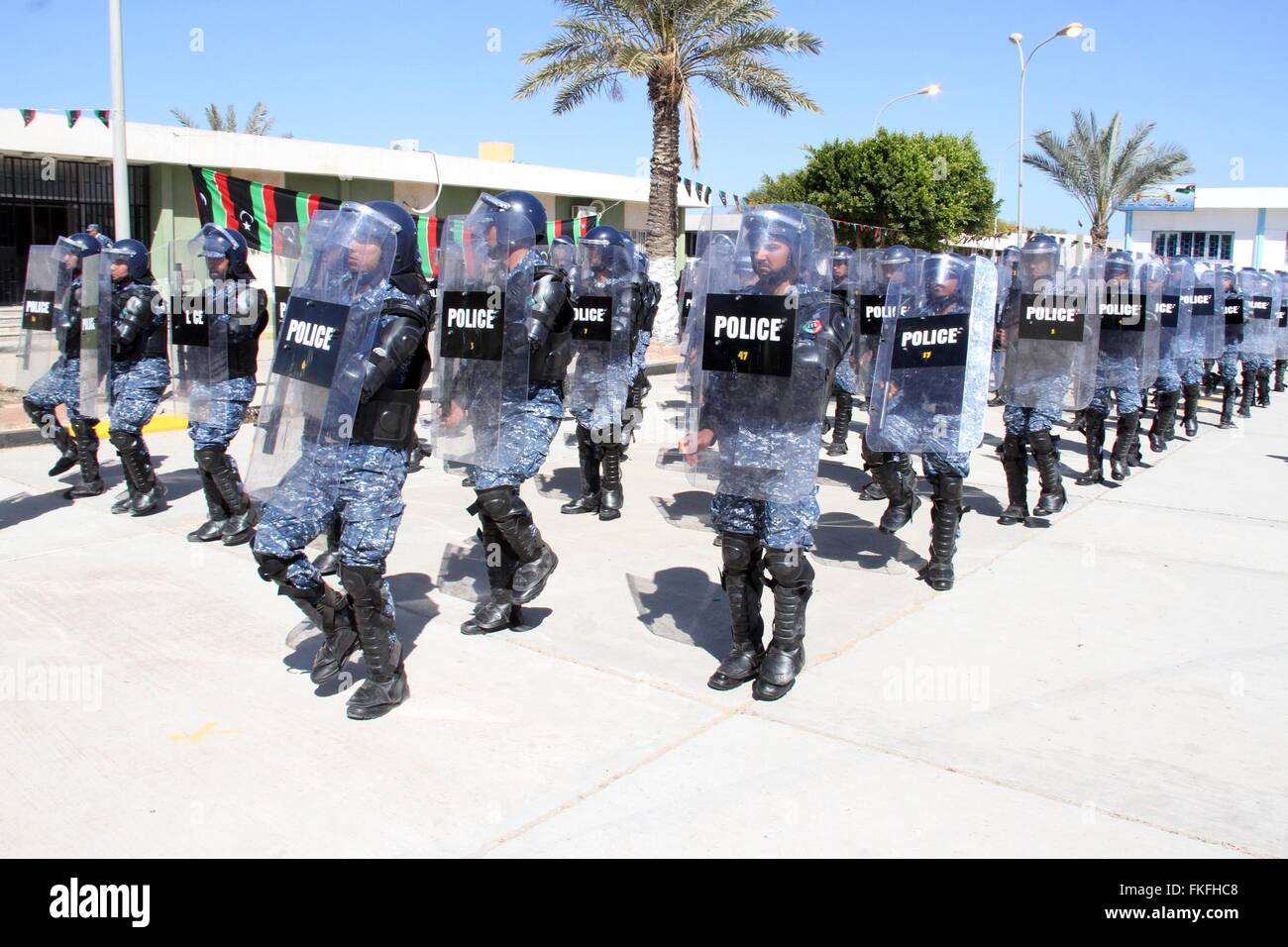 Tripoli, Libya. 8th Mar, 2016. Members of the Libyan judicial police ...