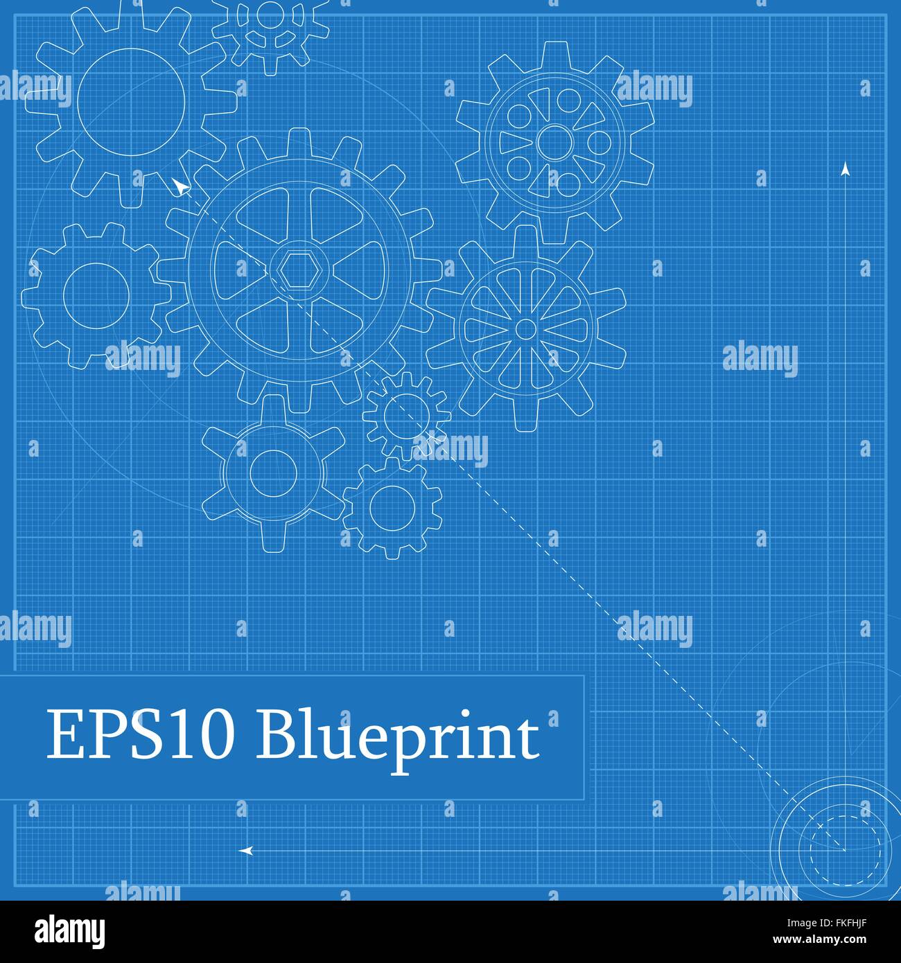 Blueprint with Drawn Gears Stock Vector Image & Art - Alamy