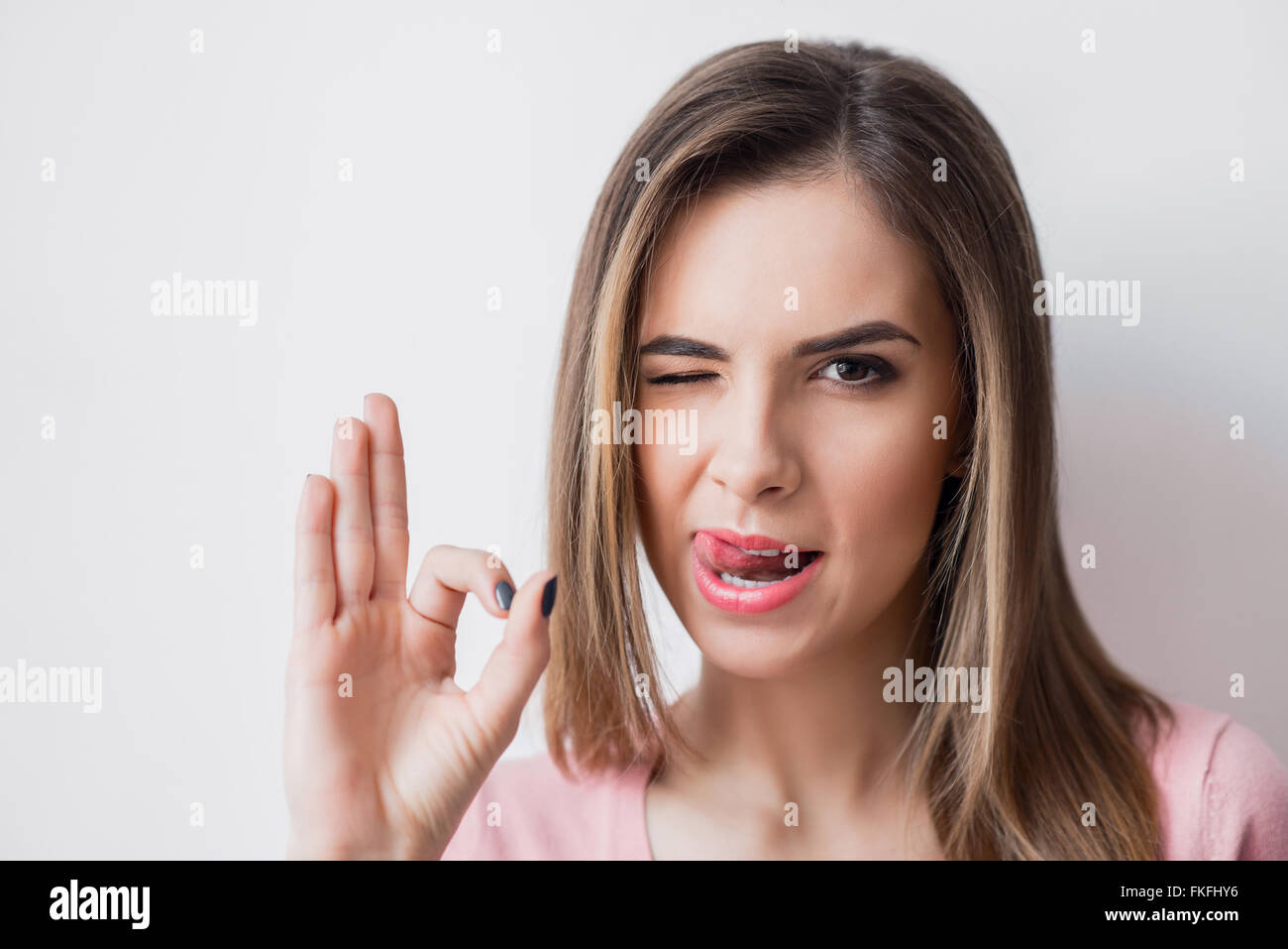 Pretty girl expressing positivity Stock Photo - Alamy