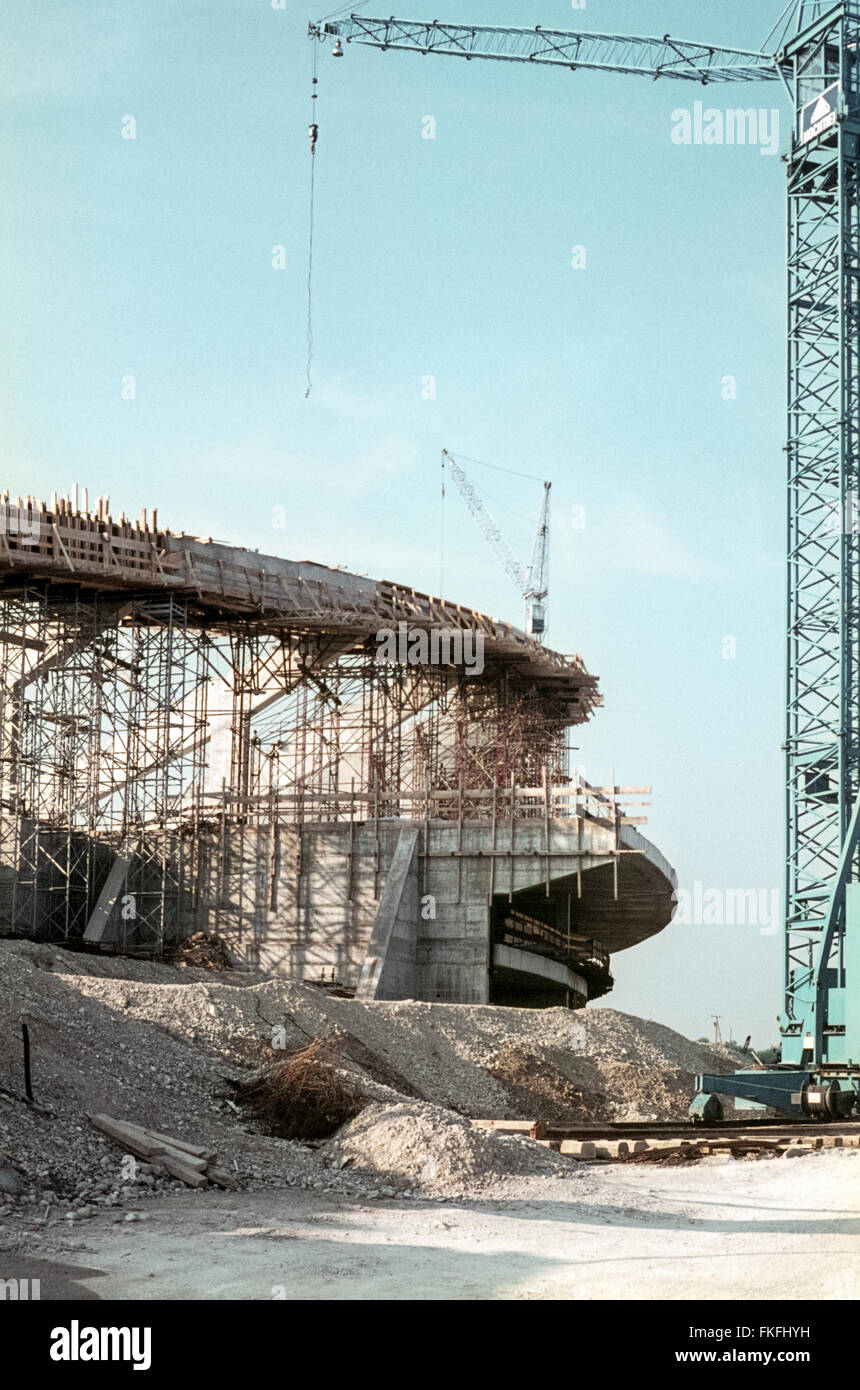 Construction of the grandstands of the Munich Olympic Stadium, site of ...
