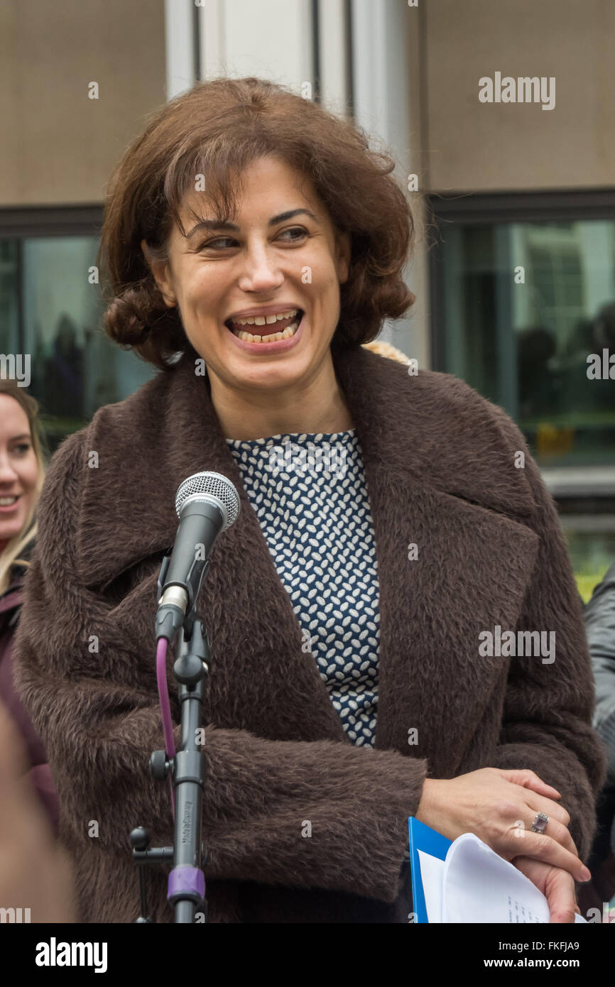 London, UK. 8th March, 2016. Compere Natasha Walter at the Women for ...