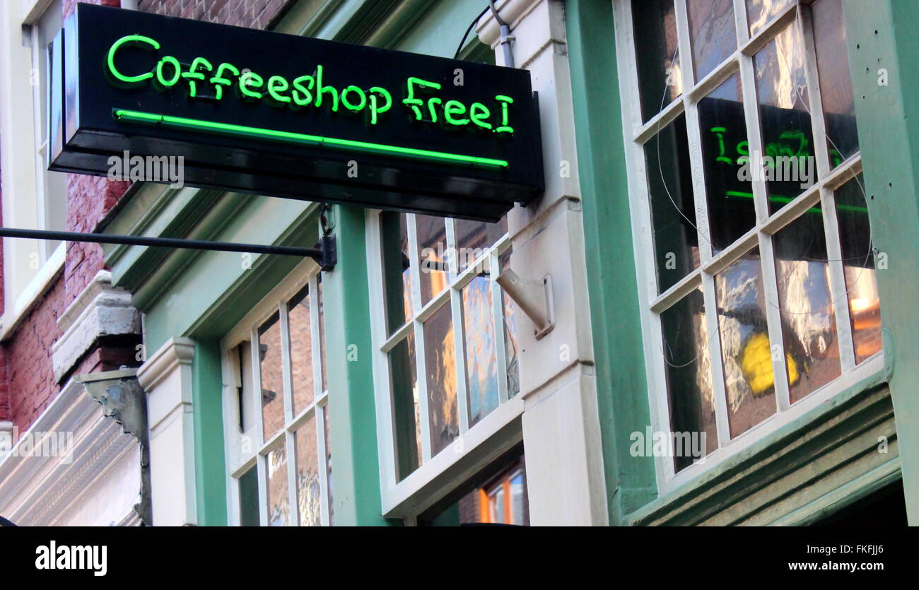 A coffee shop signboard on an Amsterdam street, Amsterdam, Netherlands ...