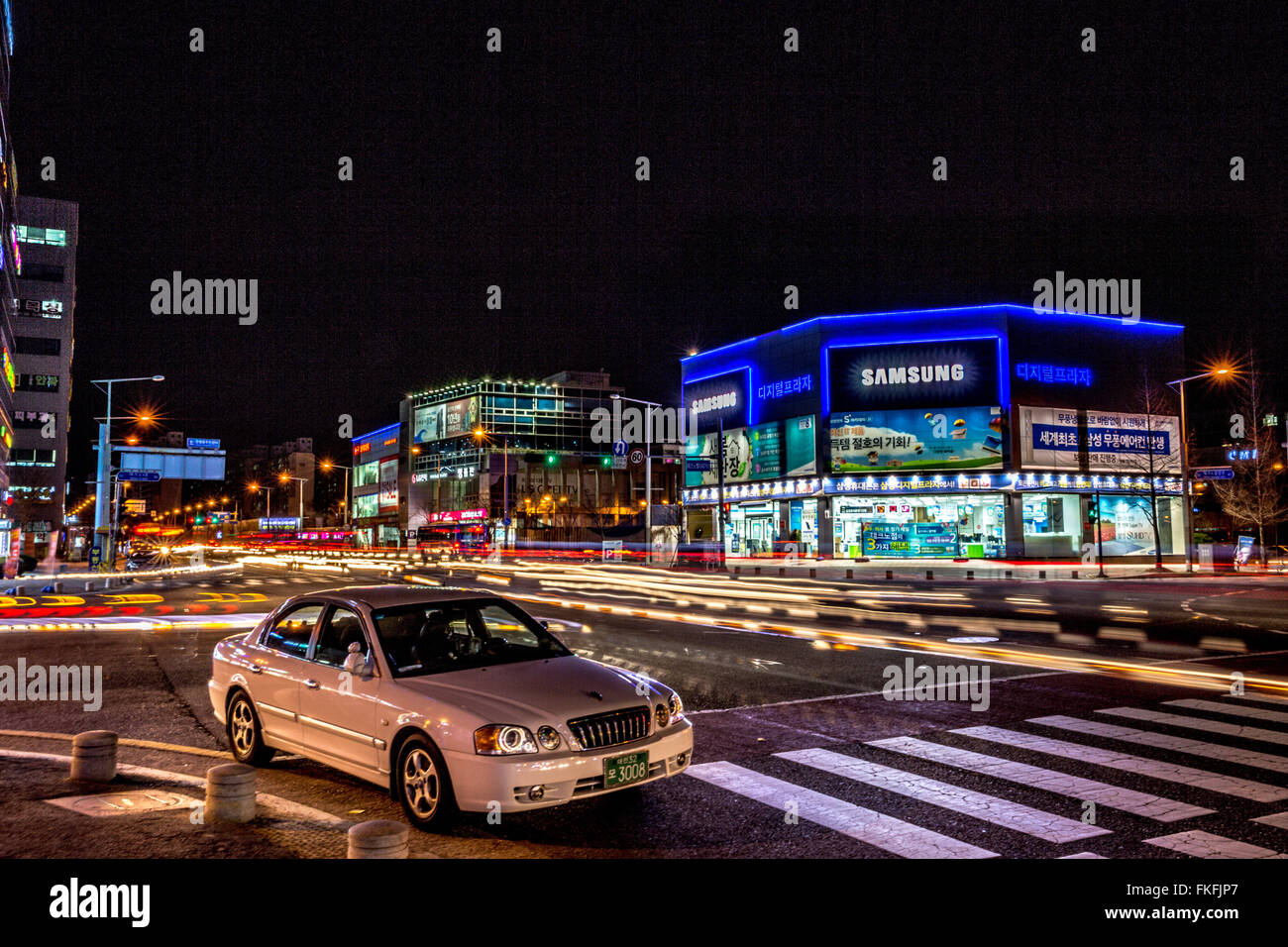 Night view of one of the street in DaeJeon City of Korea Stock Photo ...
