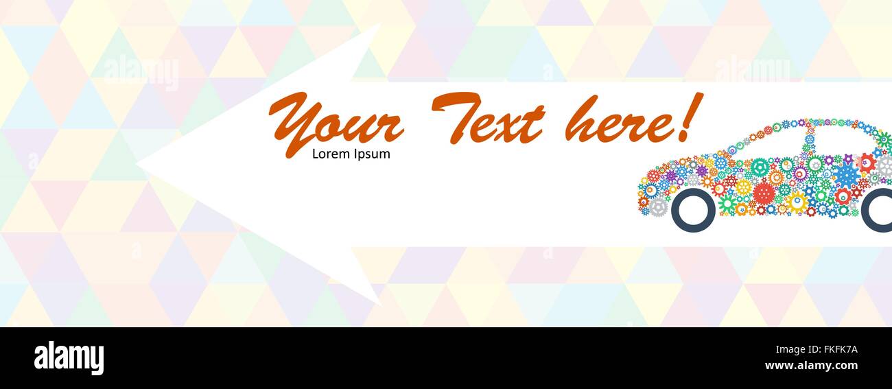 Indicating Banner with the Car of Multicolored Gears Stock Vector Image ...