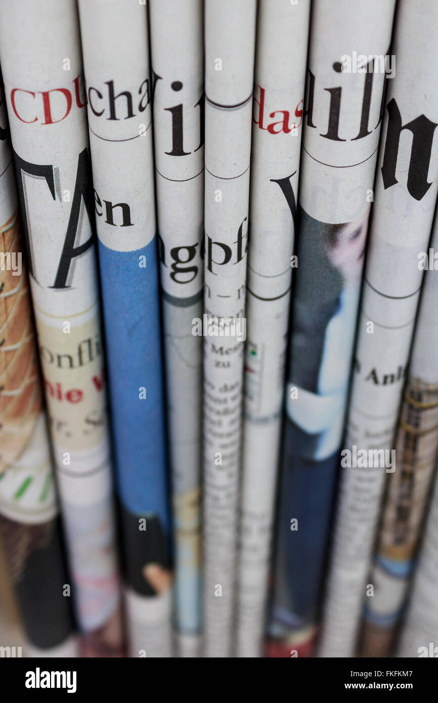 Pile of newspapers, stack of newspaper Stock Photo - Alamy