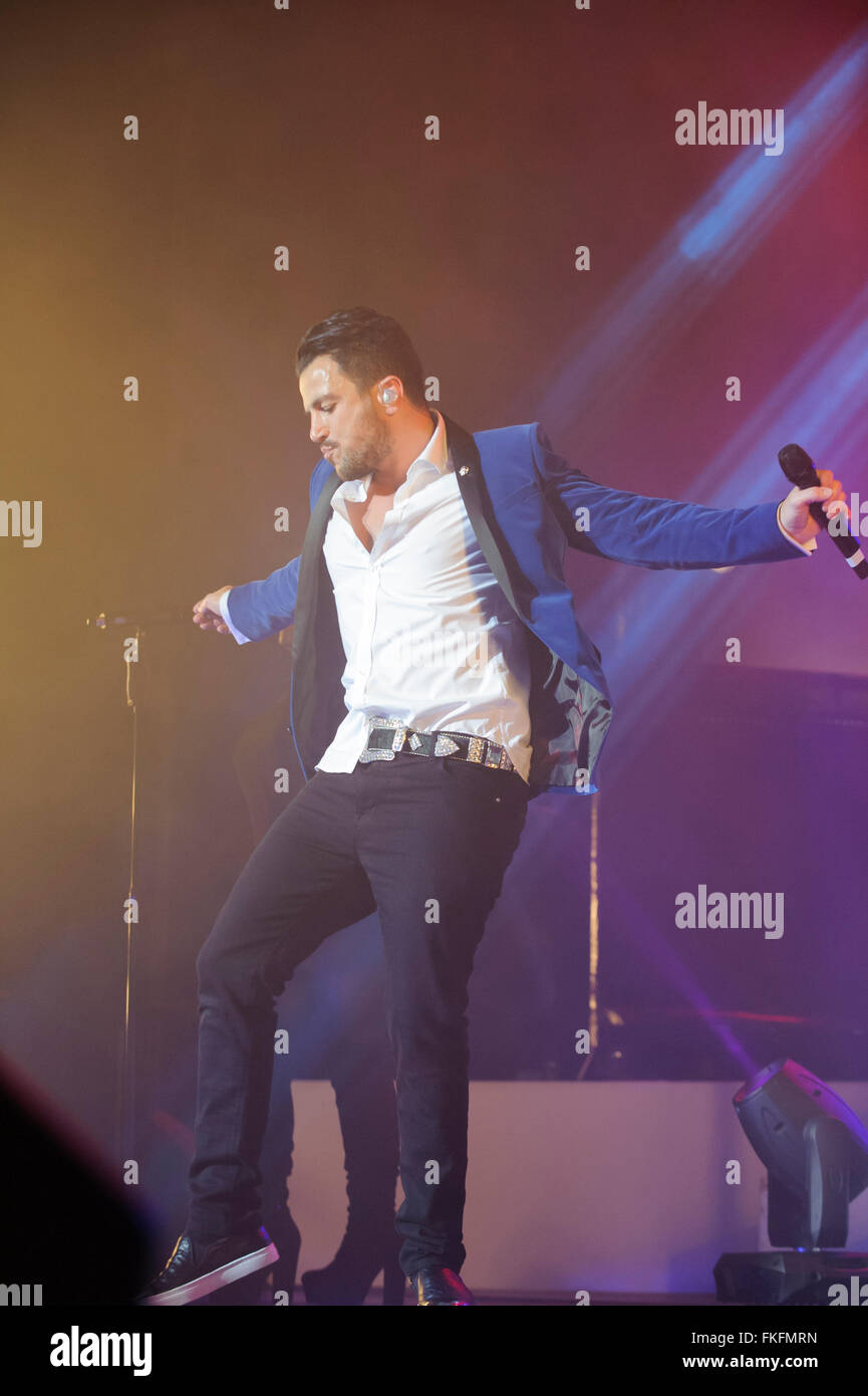 Liverpool, UK. 8th March 2016. Singer, Peter Andre, performs during his ...