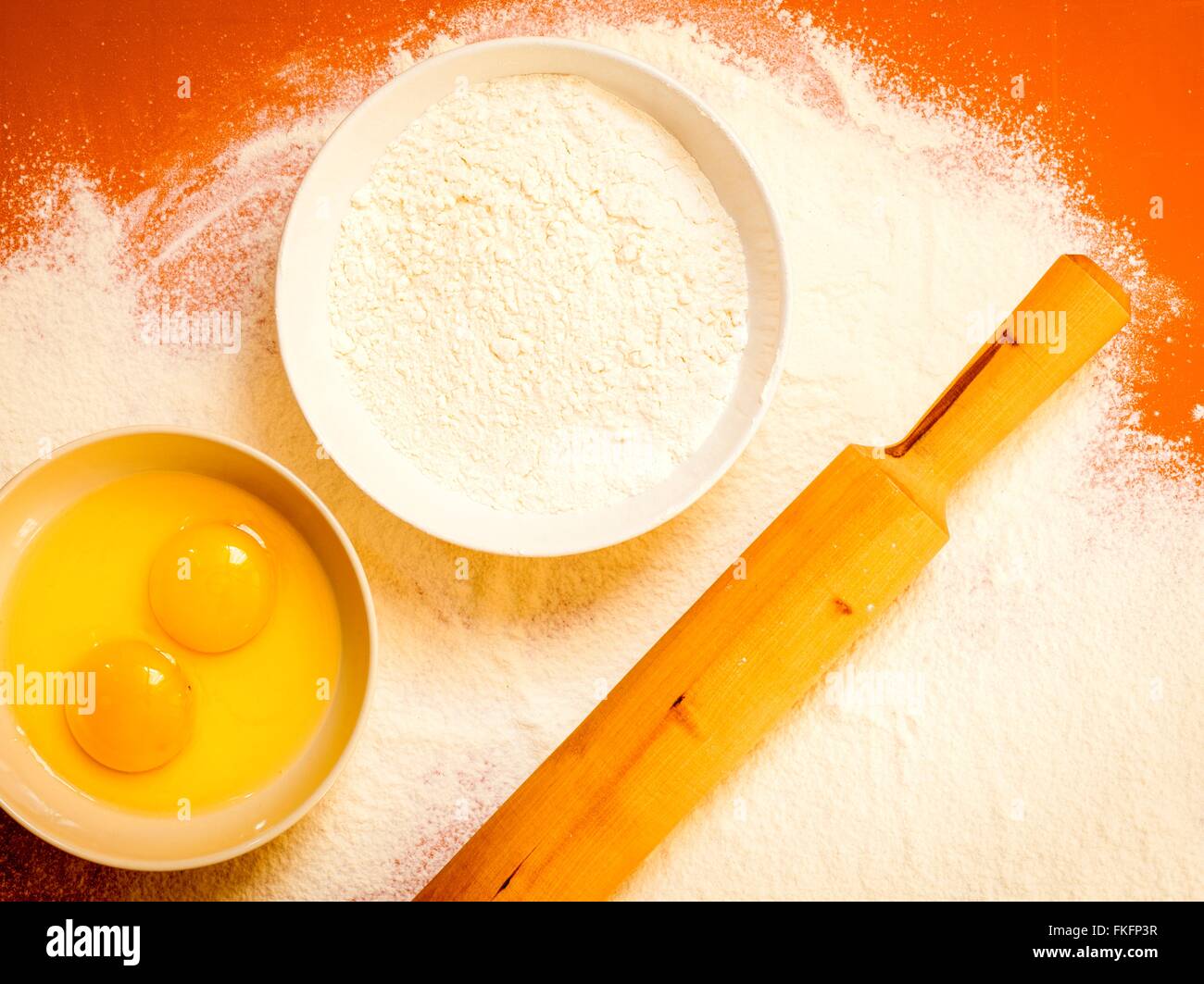 Cooking concept. Preparation for baking, bake ingredients and kitchen ...