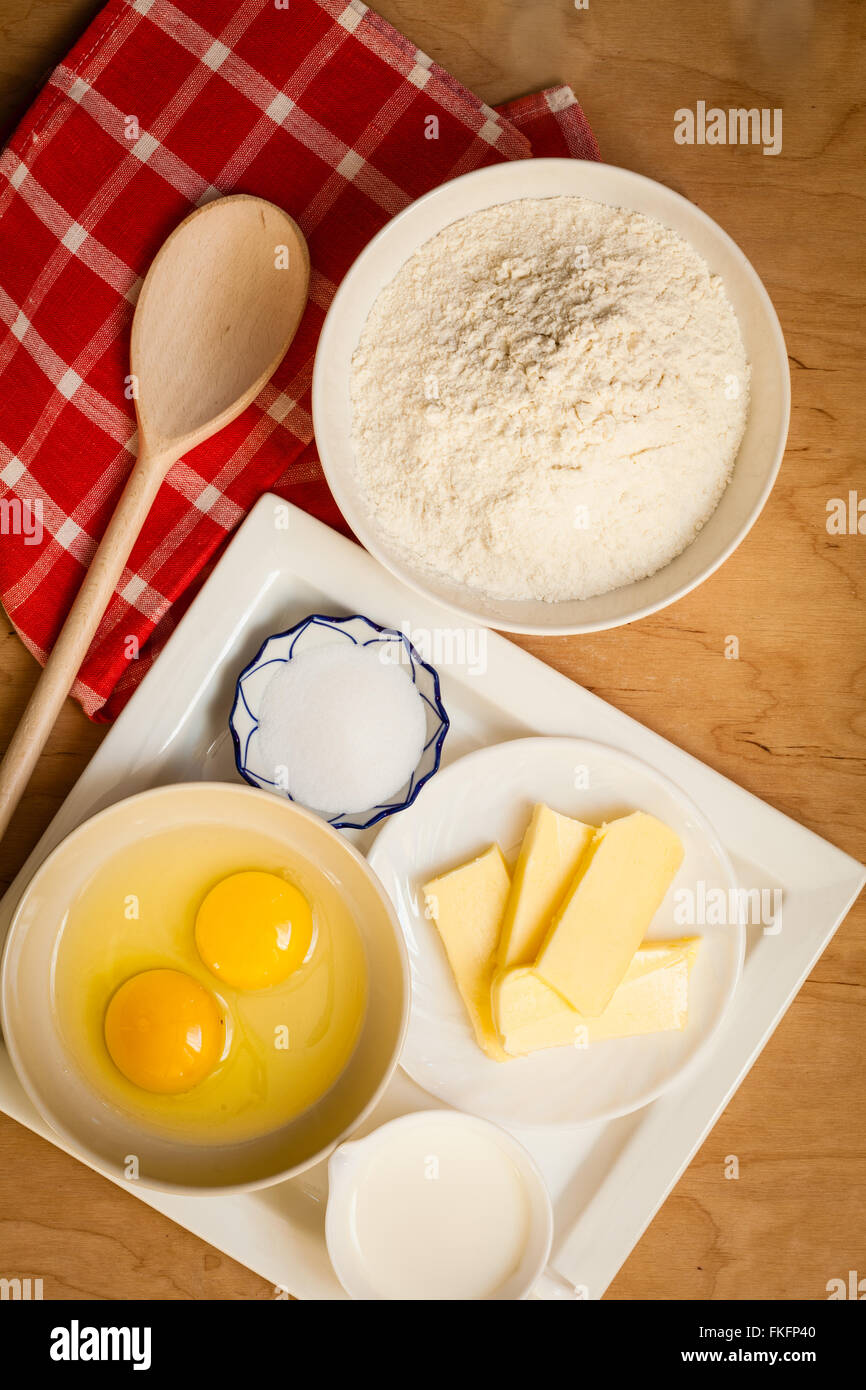 Cooking concept. Preparation for baking, bake ingredients and kitchen ...
