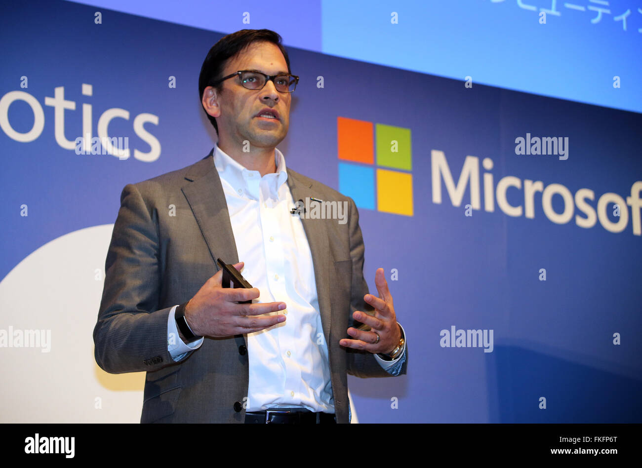 Tokyo, Japan. 8th Mar, 2016. Microsoft Japan president Takuya Hirano ...