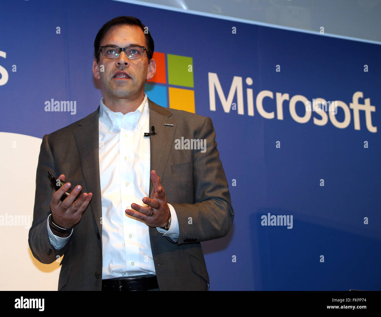 Tokyo, Japan. 8th Mar, 2016. Microsoft Japan president Takuya Hirano ...