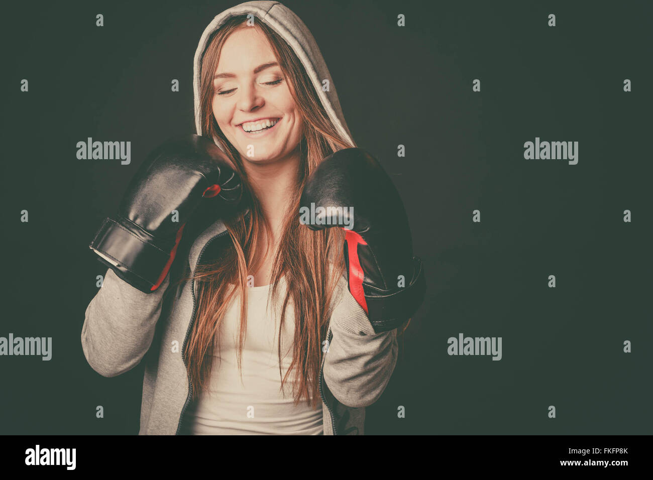 Exercising prepare for fight. Sportsmanship and strong body. Happy ...