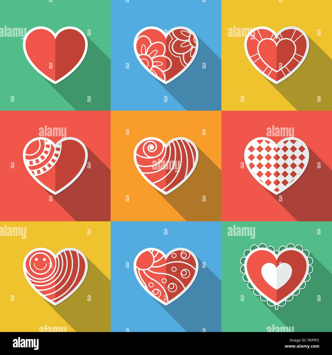 Set of Flat Heart Icons Stock Vector Image & Art - Alamy