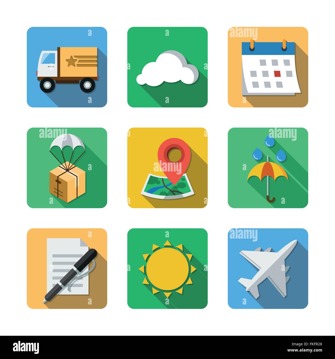Nine different icons in a flat style Stock Vector Image & Art - Alamy