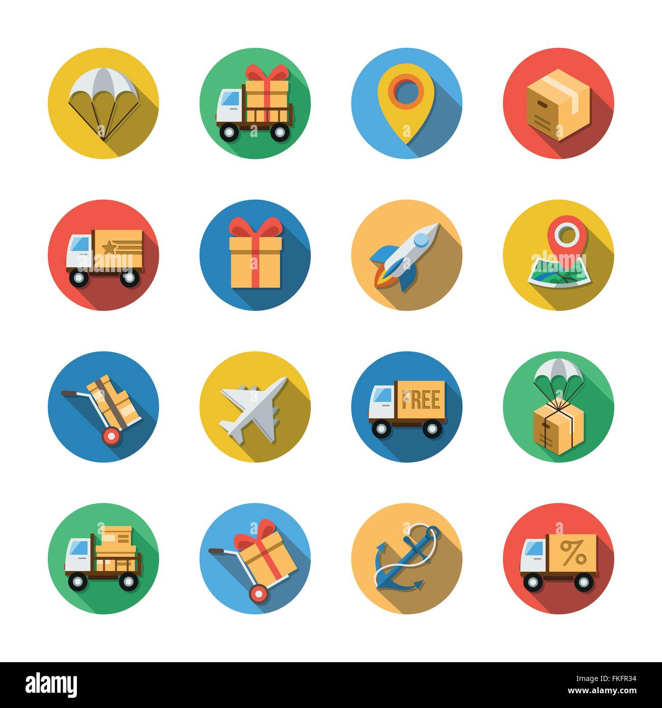 Sixteen Different Icons in a Flat Style Stock Vector Image & Art - Alamy