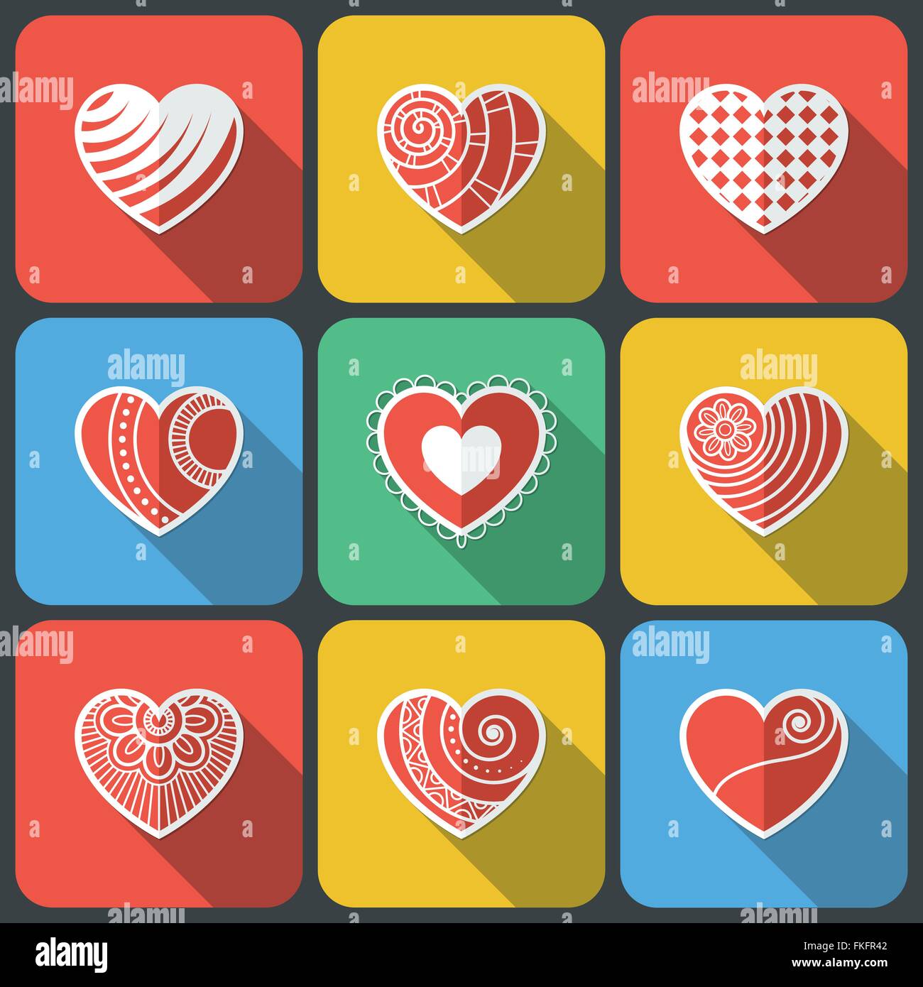 Set of Flat Heart Icons Stock Vector Image & Art - Alamy
