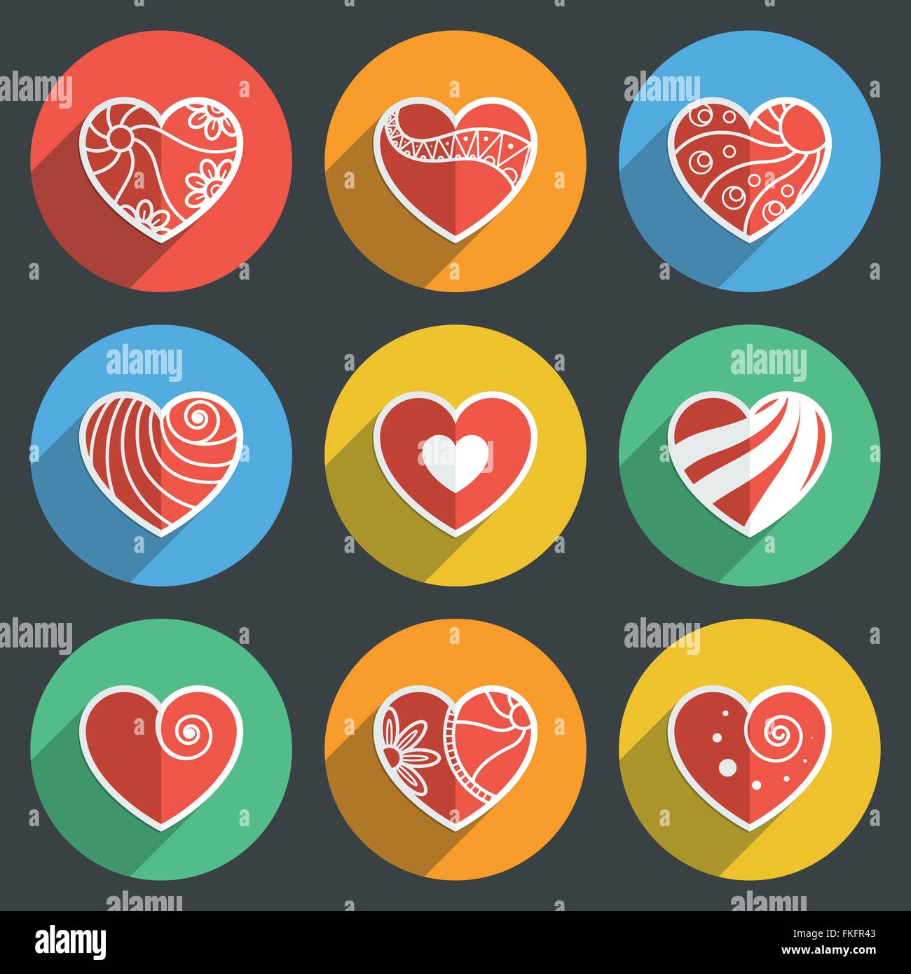Set of Flat Heart Icons Stock Vector Image & Art - Alamy