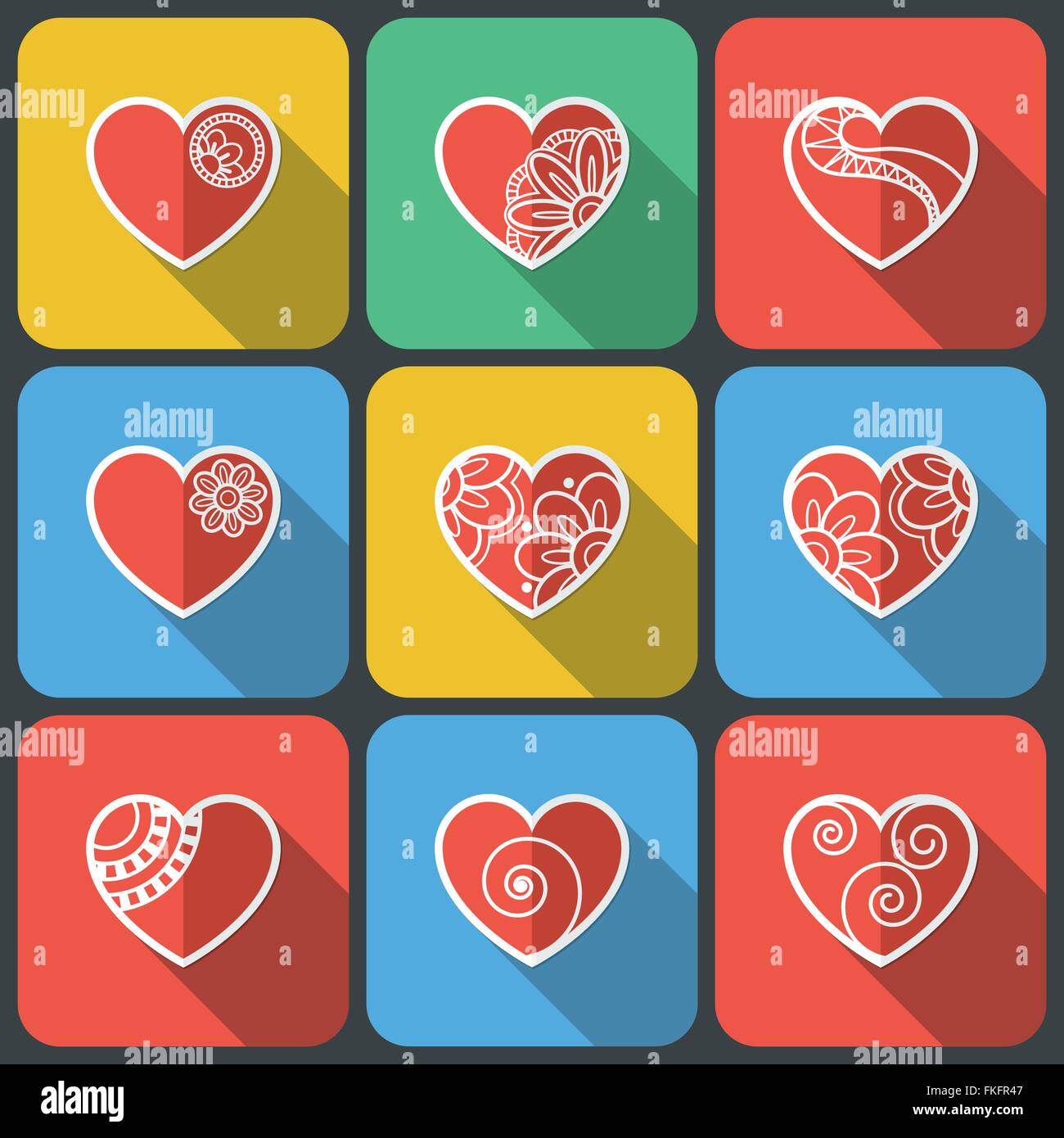 Set of Flat Heart Icons Stock Vector Image & Art - Alamy