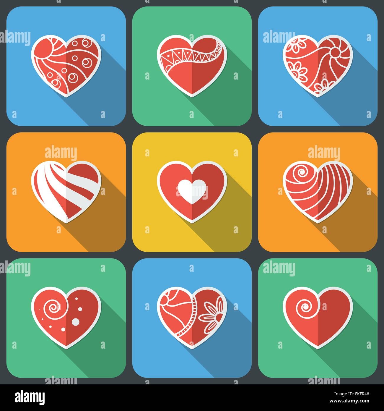 Set of Flat Heart Icons Stock Vector Image & Art - Alamy