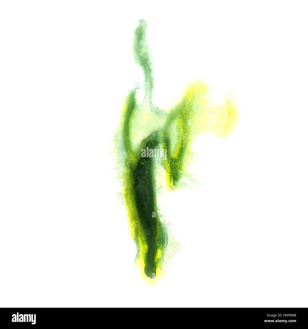 paint green yellow splash color ink watercolor isolated stroke splatter ...