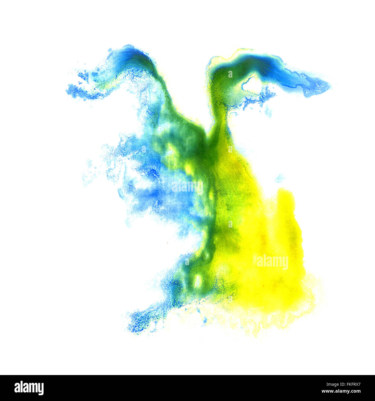 paint splash blue yellow color ink watercolor isolated stroke Stock ...