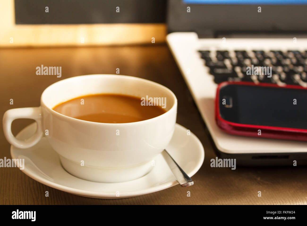 cup of hot coffee in coffee shop Stock Photo - Alamy
