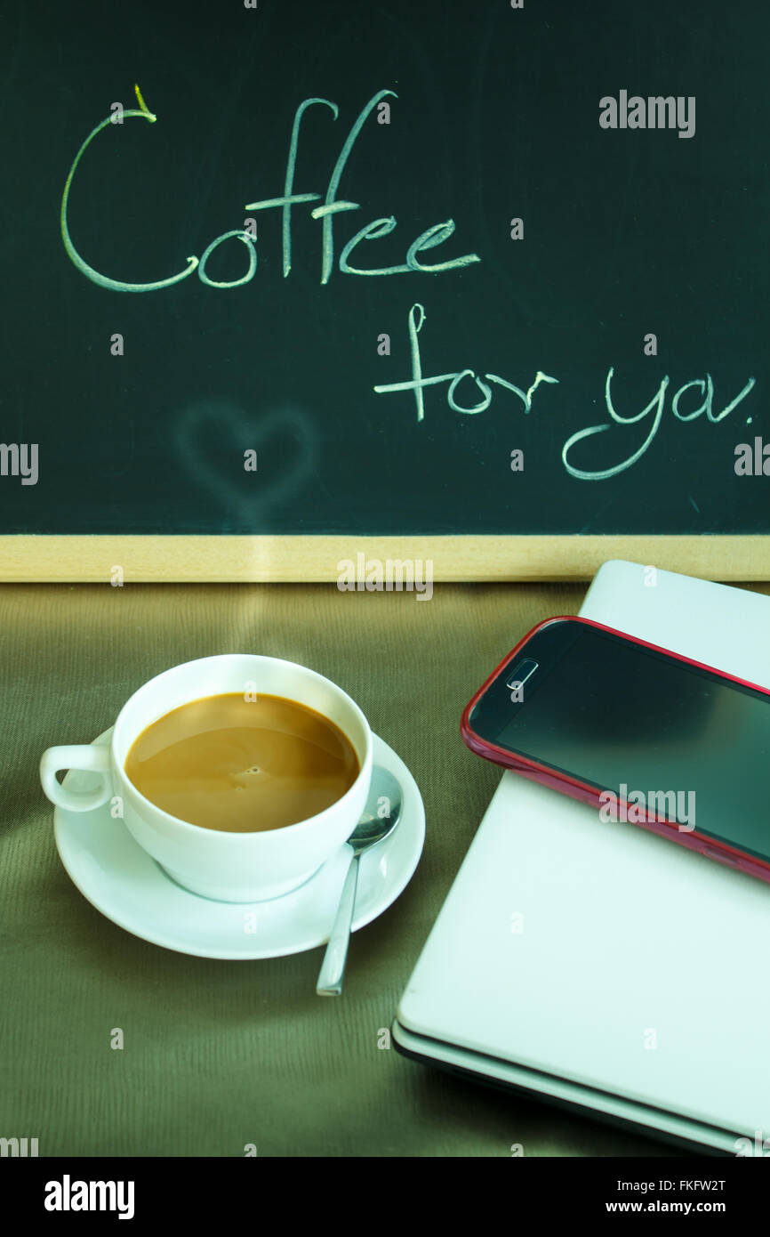 cup of hot coffee in coffee shop Stock Photo - Alamy