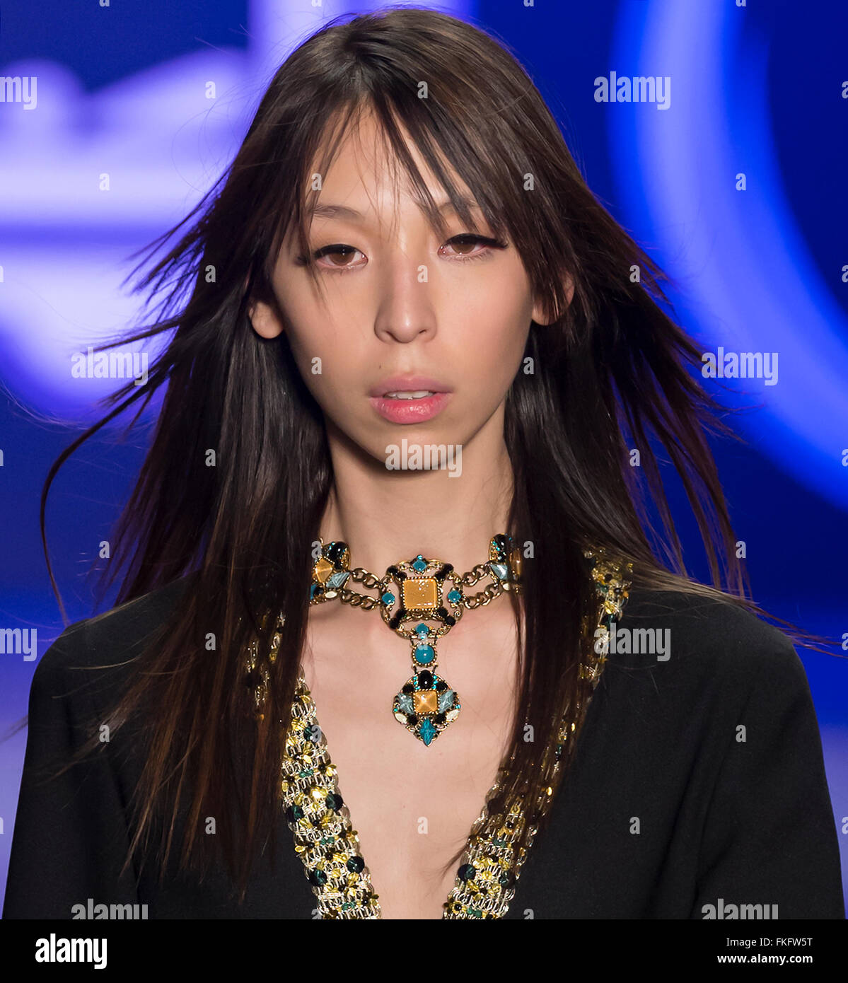 New York City, USA - February 17, 2016: Issa Lish walks the runway at ...