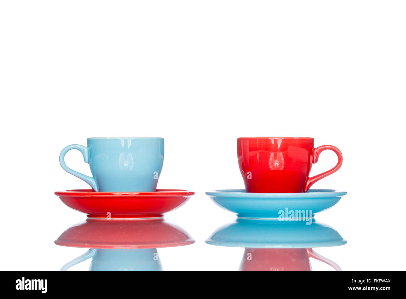 enjoy multiple colorful coffee cup mug on reflection table white ...