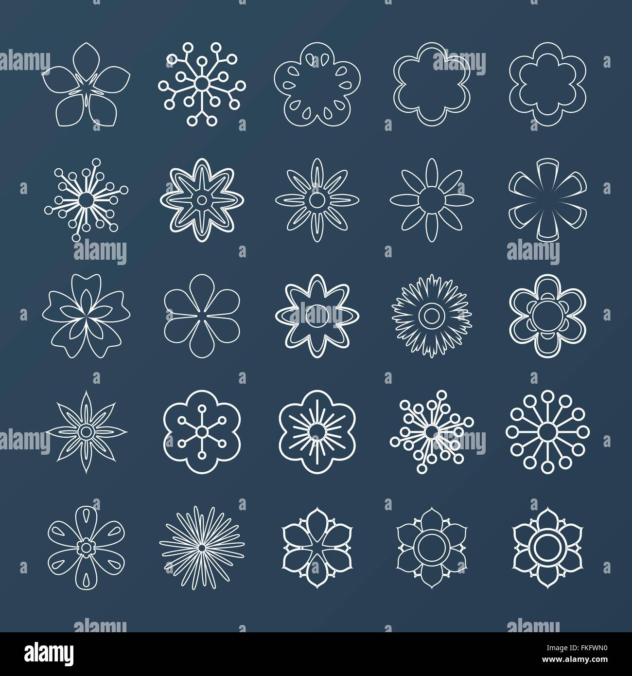 Set of White Outline Flowers Stock Vector Image & Art - Alamy