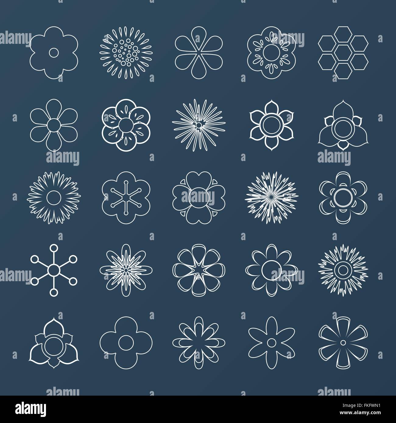 Set of White Outline Flowers Stock Vector Image & Art - Alamy