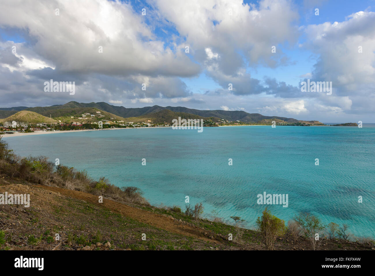 Tropical beach at Antigua island in Caribbean with white sand ...