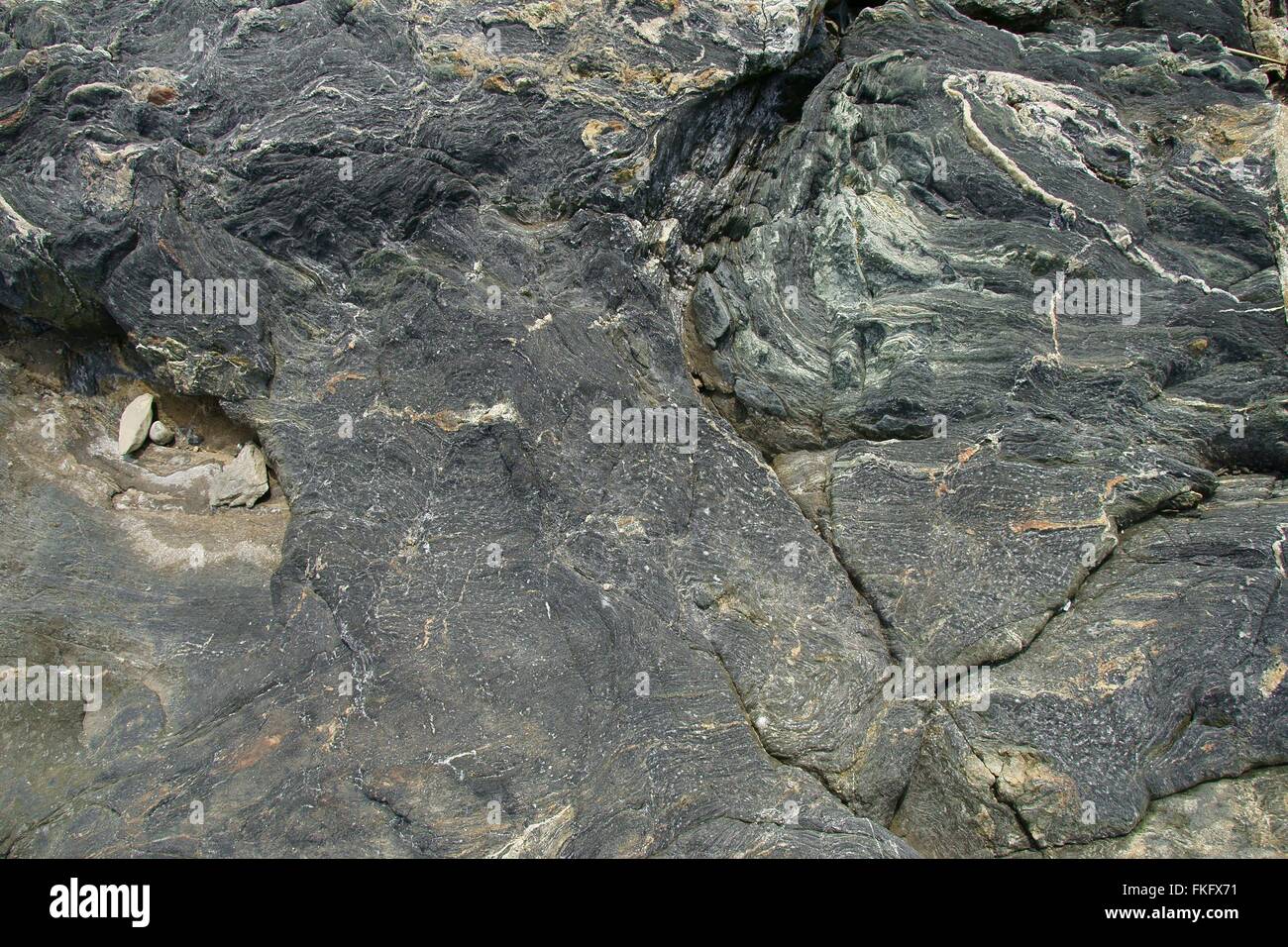Boulder surface texture in shades of grey, brown and white - top view ...